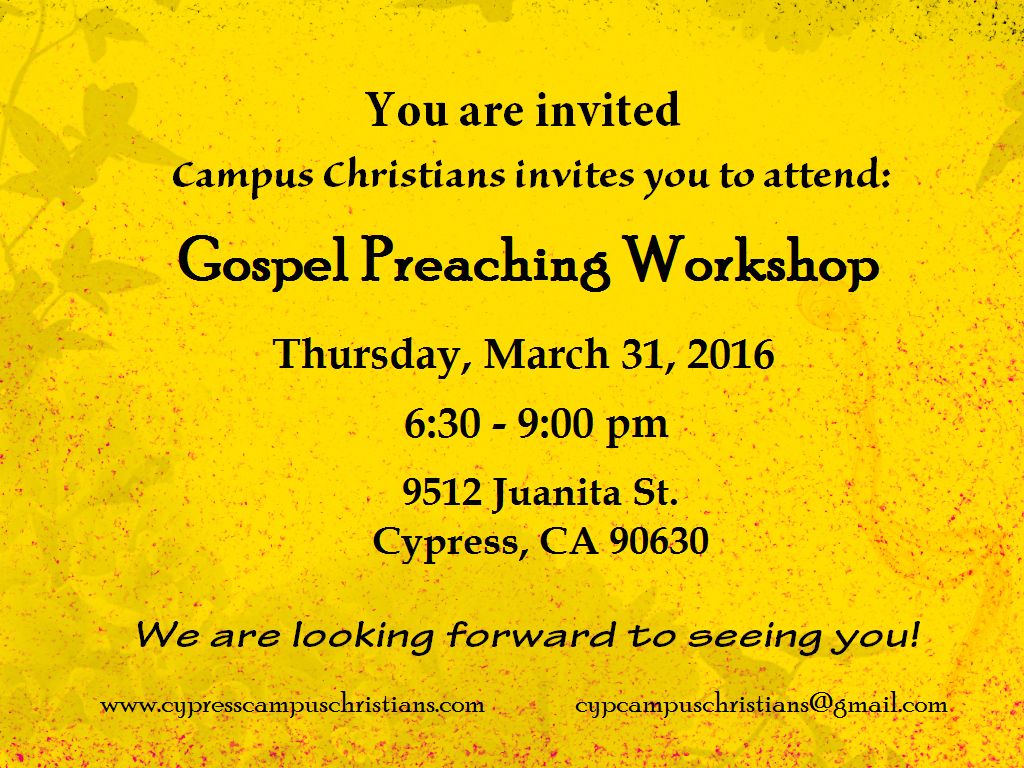 Gospel Preaching Workshop – Campus Christians at Cypress College